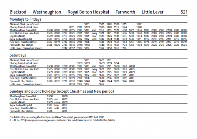 Bus Timetables - Little Lever School